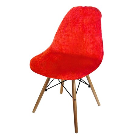 Gia Fluffy Red Armless Plush Faux Fur Chairs with Wooden Legs DSW ...