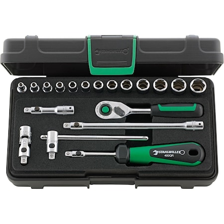 STAHLWILLE 1/4 Inches Socket & Ratchet Sets, 19 Piece, - 96011180
