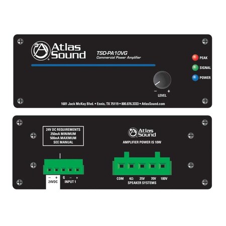 Atlas Tsd;Amp;10W X 1;4M 25-70.7-100V TSD-PA10VG | Zoro