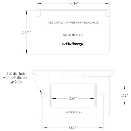 Mulberry Electrical Box Cover, Outlet Box Type, 1 Gang, Rectangular ...