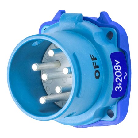 Meltric Pin & Sleeve Inlet, 20 A, 208V AC, Three Phase, 3 Pole, Screw ...