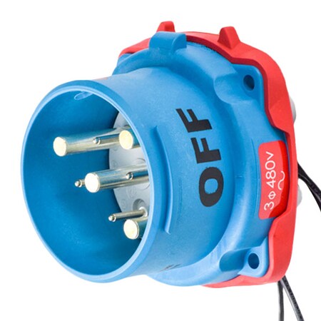 Meltric Pin & Sleeve Inlet, 60 A, 480V AC, Three Phase, 3 Pole, Screw ...