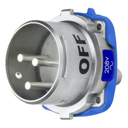 Meltric Pin & Sleeve Inlet, 60 A, 208V AC, 2 Pole, Screw Terminals Wire ...