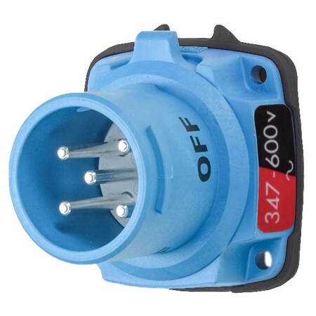 Meltric Pin & Sleeve Inlet, 20 A, 347/600V AC, Three Phase, 3 Pole ...