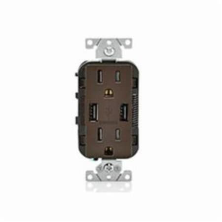 Leviton COMBINATION DEVICE SWITCH 5-15R USB COMBINATION RECEPT BROWN ...
