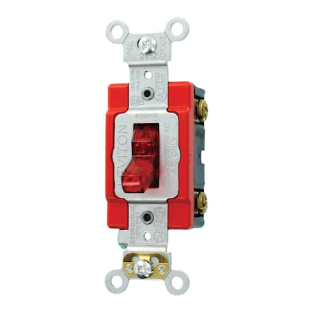 Leviton Toggle Switch Rd Sw Tgl Lite Sp 20A120Vac 1221-LHR | Zoro