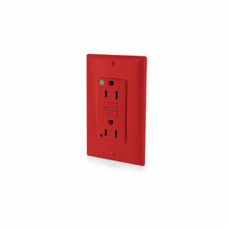 Leviton GFCI Receptacle, 15 Amps Ac, 5-15R, Red 7599-HGR | Zoro