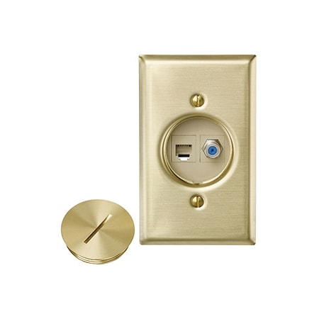 Leviton Rj Jack And Module Floor Box 2-Port F-Con 6P6C Jack Brass 41652 ...