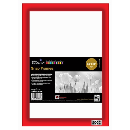 Seco Poster Snap Frame, 8.5" x 11", 1" Profile, Red SN8511RED | Zoro