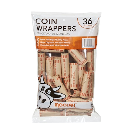 Moolah 36 Count Preformed Quarter Coin Wrappers 729025 | Zoro