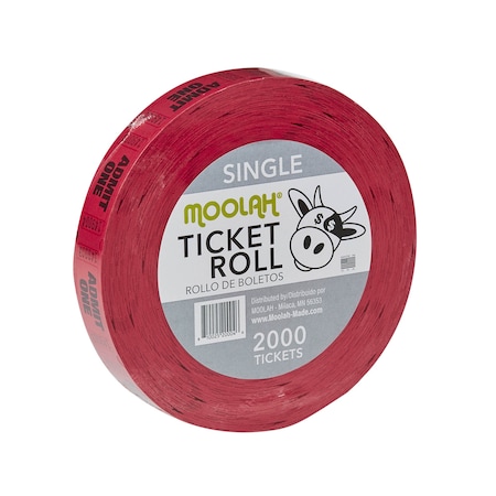 Moolah "Admit One" Single Raffle Ticket Roll, Red, 2000 Tickets 729201 ...