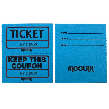 Moolah "Keep This Coupon" Double Raffle Ticket Roll, Blue, 2000 Count ...