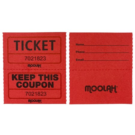 Moolah "Keep This Coupon" Double Raffle Ticket Roll, Red, 2000 Count ...