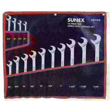 Sunex 14 Pc. Full Polish SAE Angle Head Wrench Set 9914A | Zoro