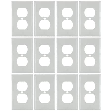 Sunlite Duplex Single Gang Receptacle Cover Plate, White, Plastic, UL ...