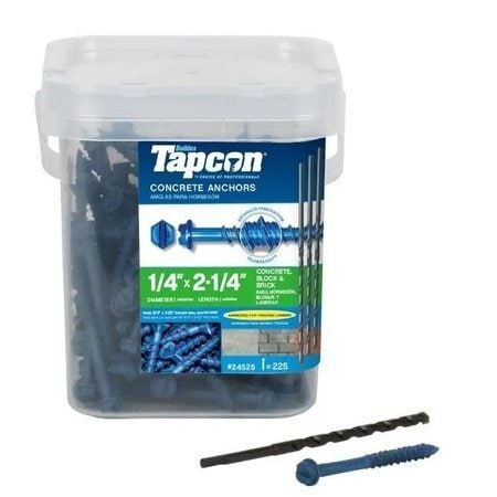Tapcon 1/4-inch x 2-1/4-inch Climaseal Blue Slotted Hex Head Concrete ...