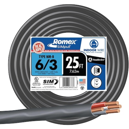 Romex Non-Metallic Building Cable, NM-B, Black, Stranded, 25 ft ...