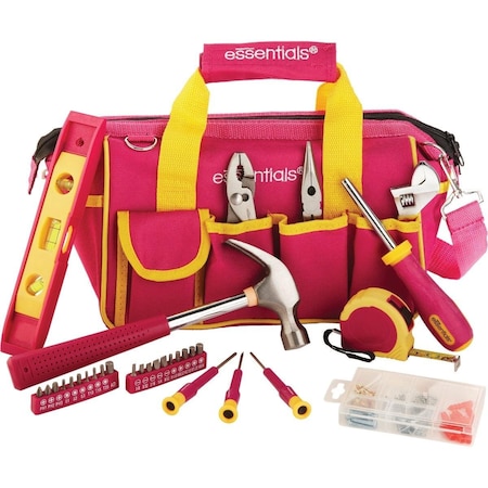 Essentials Tool Bag, Around-the-House Homeowner's Tool Set with Pink ...