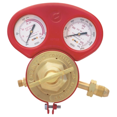 Gentec Single Stage MD Regulator, Acetylene, CGA510, with Gauge ...