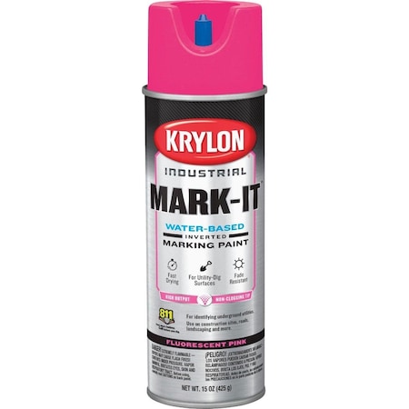 Krylon Mark-It Industrial WB Fluorescent Pink Inverted Marking Paint ...