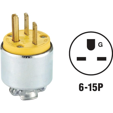 Leviton 15A 250V 3-Wire 2-Pole Armored Cord Plug 000-615PA | Zoro