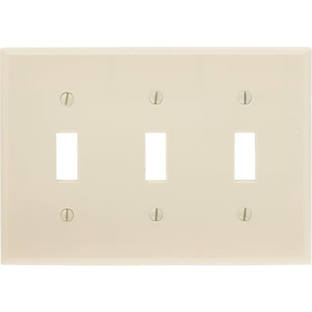 Leviton 3-Gang Plastic Toggle Switch Wall Plate, Ivory 001-86011 | Zoro
