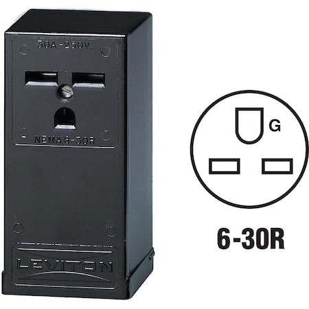 Leviton 30A Surface Mount Black 6-30R Power Outlet 010-05376-P00 | Zoro