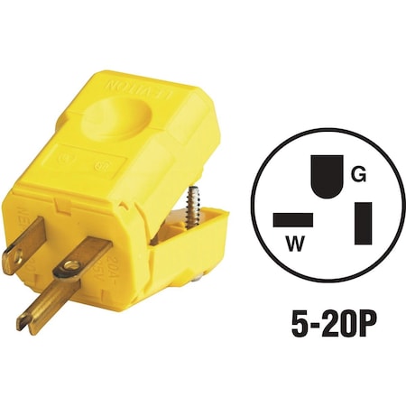 Leviton 20A 125V 3-Wire 2-Pole Python Cord Plug 081-05356-0VY | Zoro