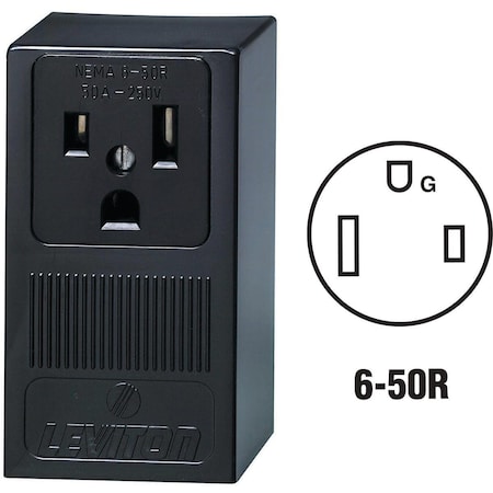 Leviton 50A Surface Mount Black 6-50R Welder Power Outlet R20-05378-P00 ...
