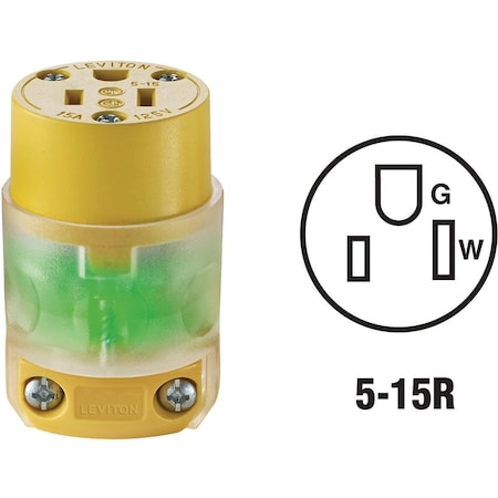Leviton 15A 125V 3-Wire 2-Pole Illuminated Cord Connector R50-515CV-LIT ...
