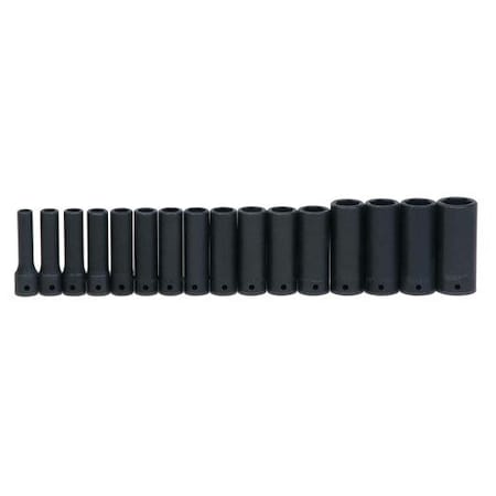 Williams Socket Set, 16 Pieces, 1/2 Inch Dr, Impact, 1/2 Inch Size ...