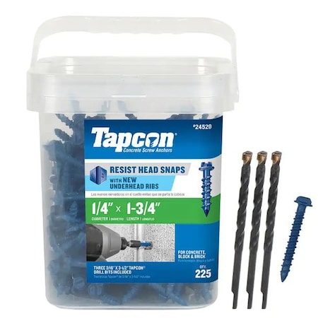 Tapcon 1/4-inch x 1-3/4-inch Climaseal Blue Slotted Hex Head Concrete ...