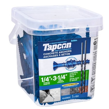 Tapcon 1/4-inch x 3-1/4-inch Climaseal Blue Flat Head T25 Concrete ...
