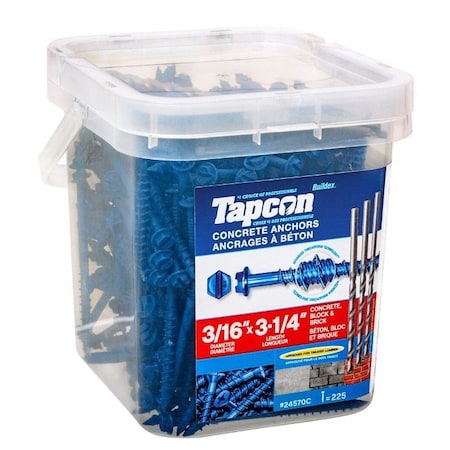 Tapcon 3/16-inch x 3-1/4-inch Climaseal Blue Slotted Hex Head Concrete ...