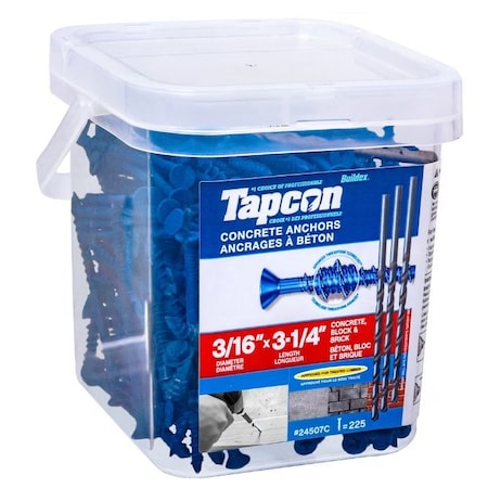 Tapcon 3/16-inch x 3-1/4-inch Climaseal Blue Flat Head T25 Concrete ...