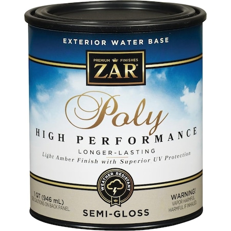 Zar Semi-Gloss Clear Water Based Exterior Polyurethane, 1 Qt. 34212 | Zoro