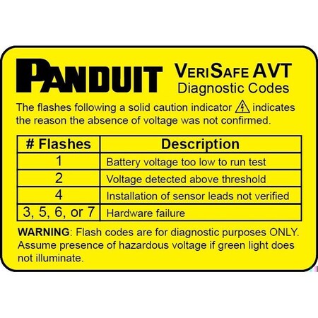 Panduit VERISAFE AVT DIAG CODES LBL P VS-AVT-DL | Zoro