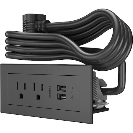 C2G Wiremold Radiant Furniture Power Center 2 Outlet 2 Usb, Black, 10 ...