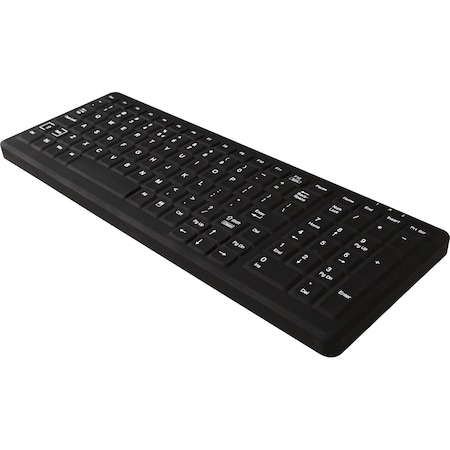 Tg3 Electronics Cleanable Sealed Black Keyboard; 103 Key W/ White ...
