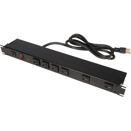 Rack Solutions 15Amp Horizontal Power Strip w/ 15Ft Cord. Front Facing ...