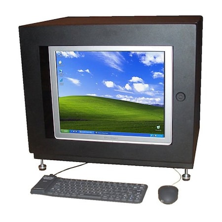 Pc Enclosures Computer & Monitor Enclosure - Black Powder Coated Steel ...