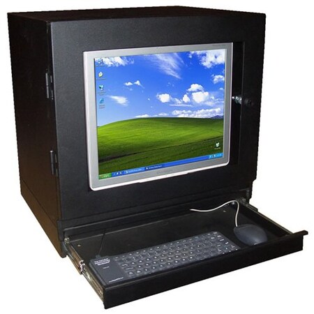 Pc Enclosures Computer & Monitor Enclosure - Black Powder Coated Steel ...