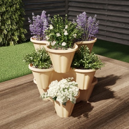 Nature Spring Set of 3 3-tier Stacking Planter Tower Space Saving ...