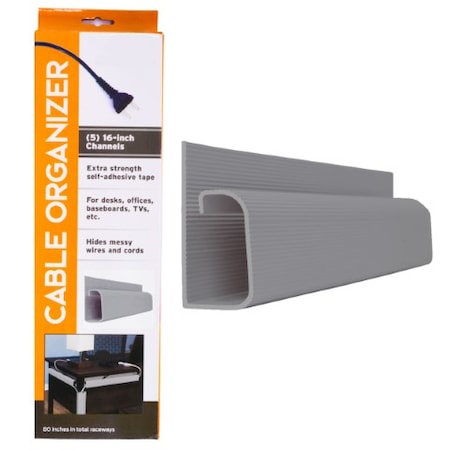 Fleming Supply J Channel Desk Cable Organizer, 5 Gray Raceway, Cord ...