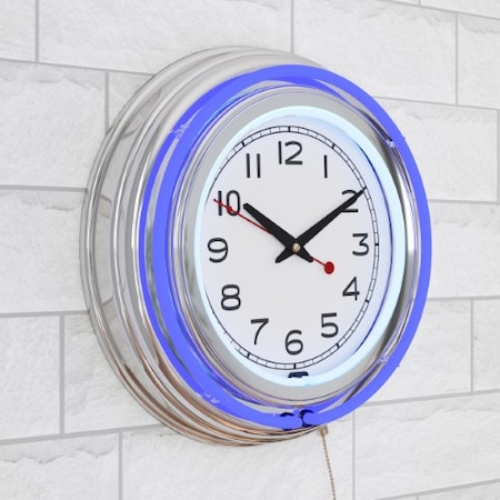 Hastings Home Neon Wall Round Clock, 14", Double Light Ring, Battery ...