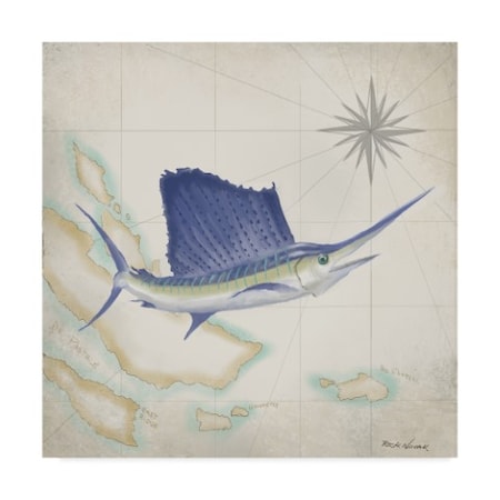 Trademark Fine Art Rick Novak 'Sailfish Map Ii' Canvas Art, 14x14 ...