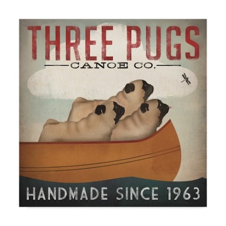 Trademark Fine Art Ryan Fowler 'Three Pugs In A Canoe' Canvas Art ...