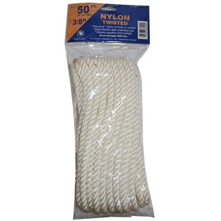 T.W. Evans Cordage Co. 3/8. X 50 ft. TWISTED NYLON ROPE 88009 | Zoro