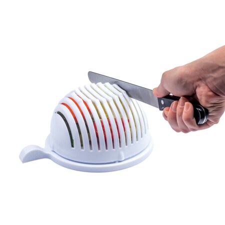 1947Kitchen Quick-Chop Easy Salad Fruits Cutter Slicer Bowl TI-SCB-WHI ...