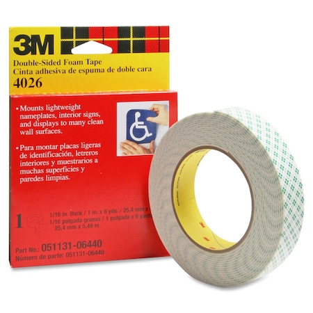 3M 3M 4026 Double Coated Foam Tape 2" x 2", White, 5PK 4026 | Zoro